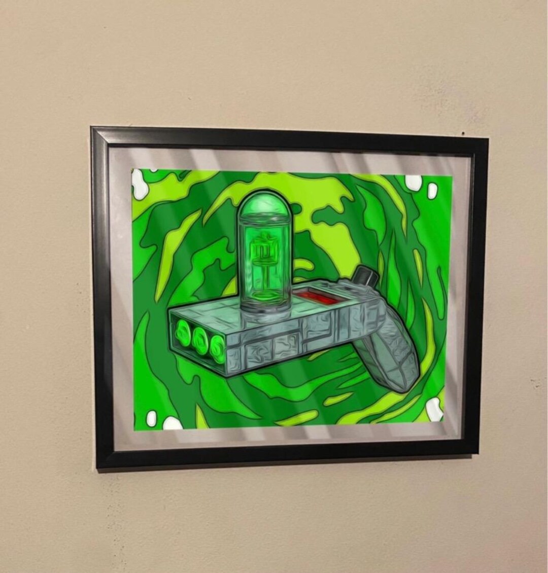 Rick and Morty Rick Sanchez Portal Gun Art Piece on Black Frame - Etsy