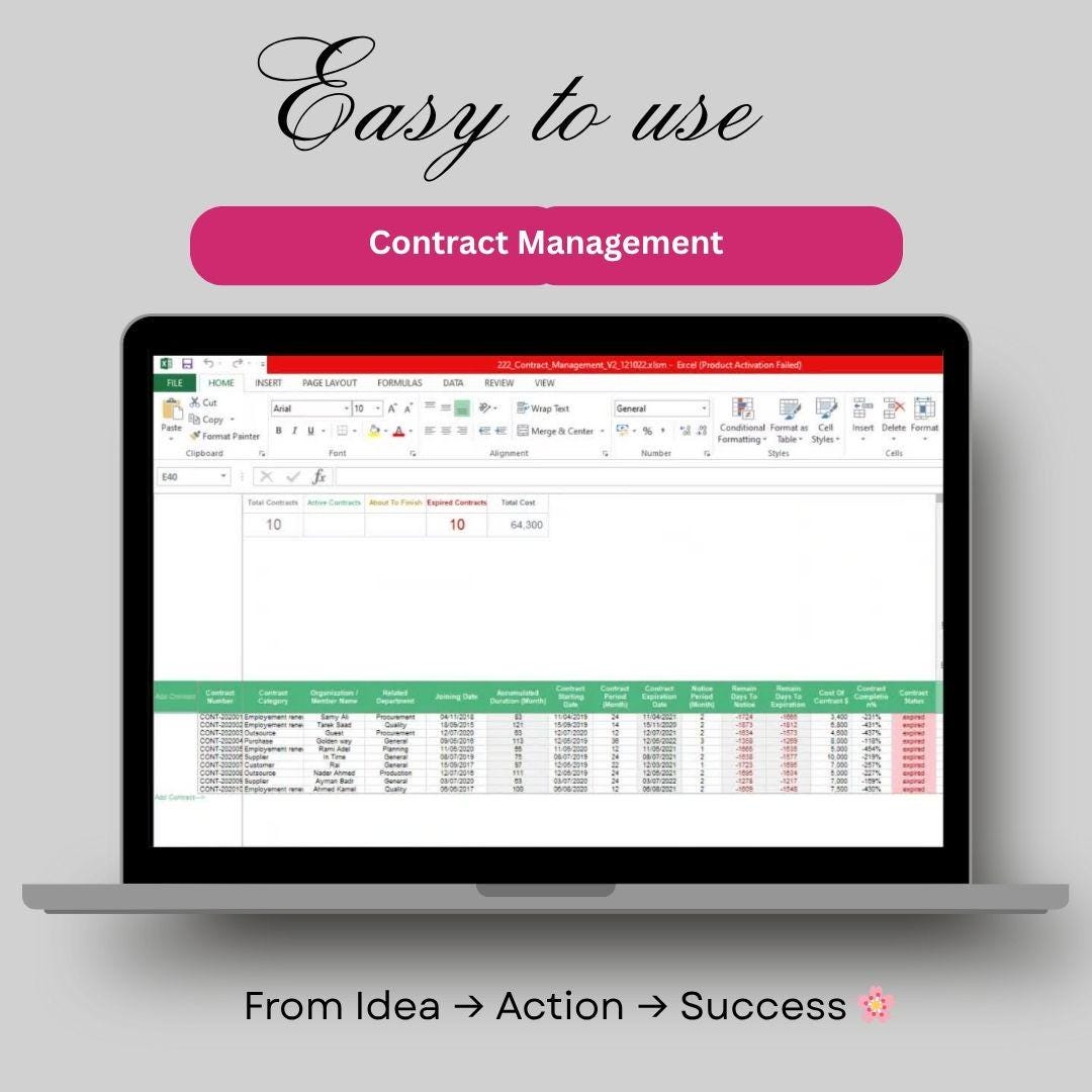 Contract Tracker and Management Dashboard | Workflow Renewal Alerts and ...