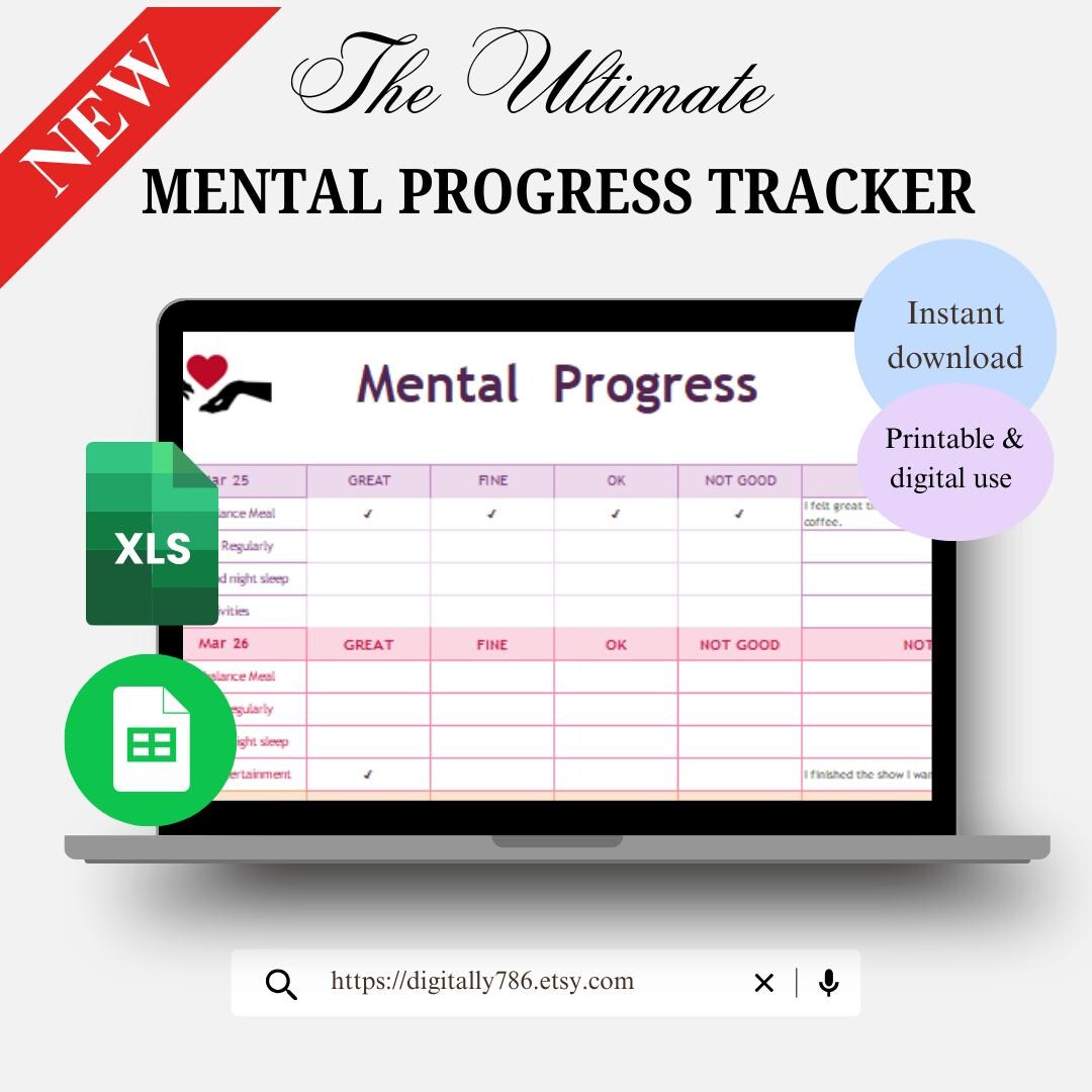 Mental Progress Tracker | Daily Mood Journal | Habit & Wellness Log ...