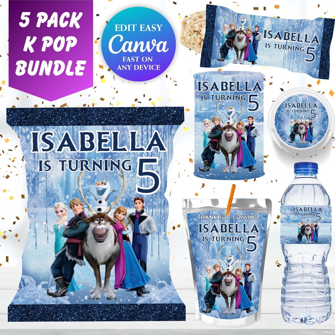 Elsa Party Favors Bundle Frozen Party Girl 5th Birthday Favor Labels ...