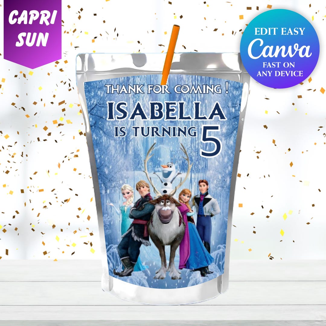 Elsa Birthday Juice Pouch Label Frozen Party Girl 5th Birthday Party ...