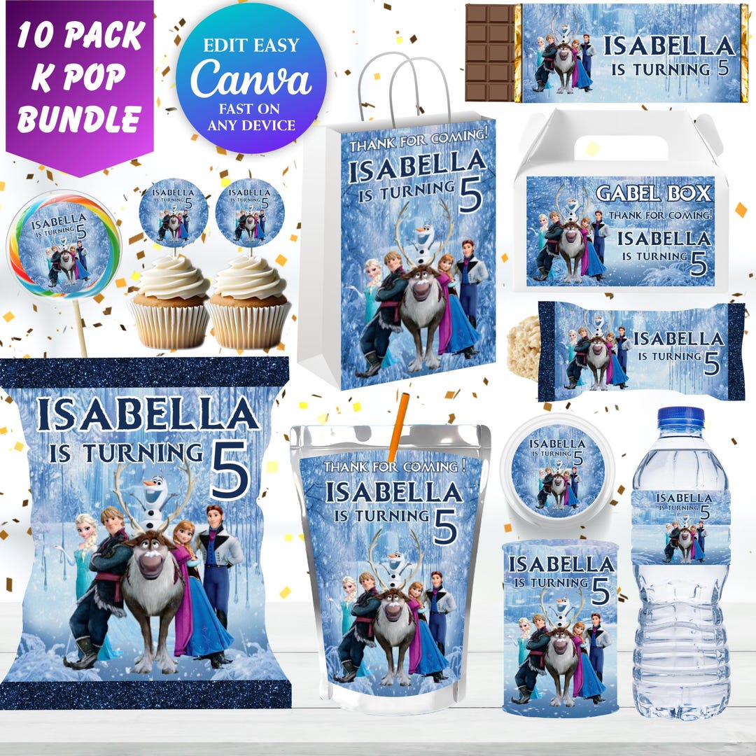 Elsa Party Favors Bundle Frozen Party Girl 5th Birthday Favor Labels ...
