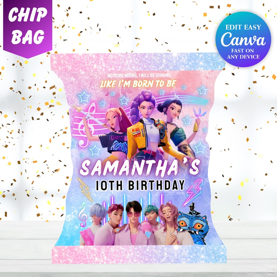 Chip Bag Label Kpop Demon Hunter Party Favor Label Kpop Anime Theme ...