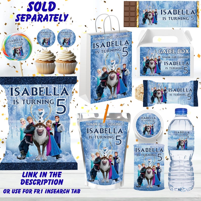 Elsa Birthday Chocolate Bar Labels Frozen Party Girl 5th Birthday Party ...