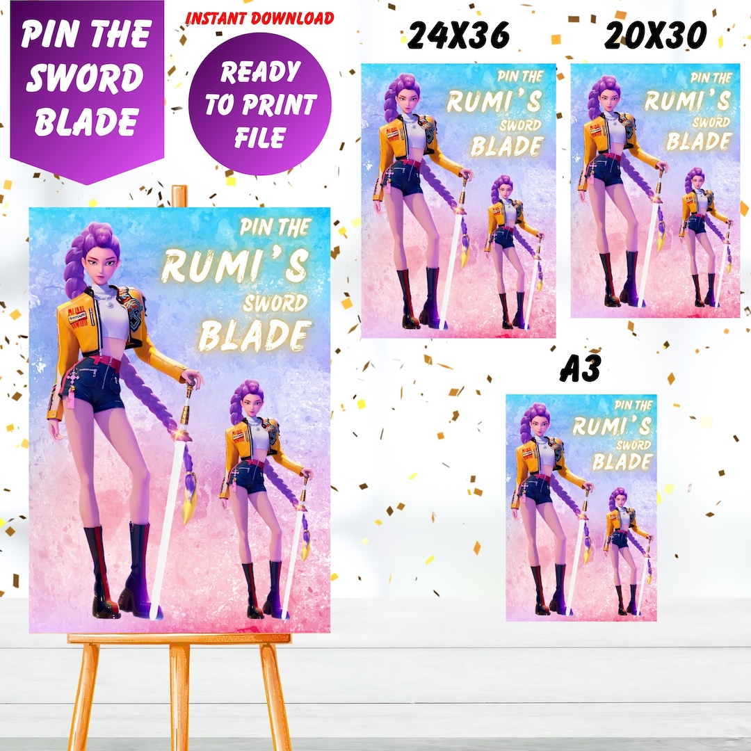 Rumi Pin the Sword Blade Kpop Demon Hunters Birthday Anime Theme Party ...