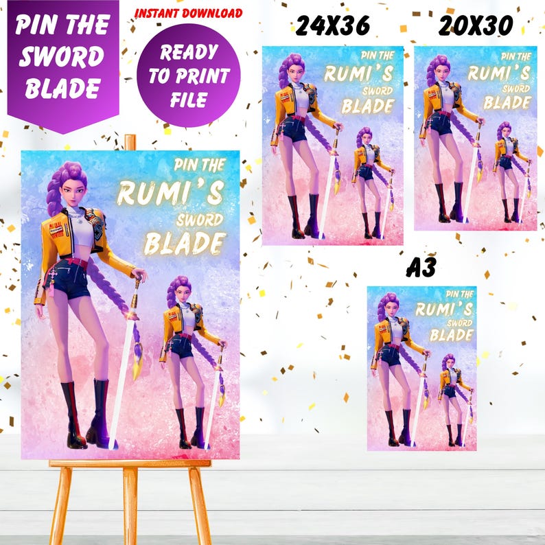 Rumi Pin the Sword Blade Kpop Demon Hunters Birthday Anime Theme Party ...