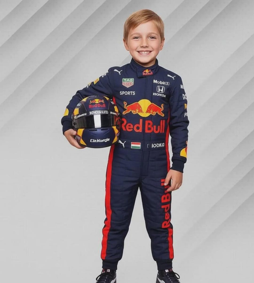 Red Bull F1 Kids Go Kart Racing Suit – Formula 1 Replica Racewear With ...