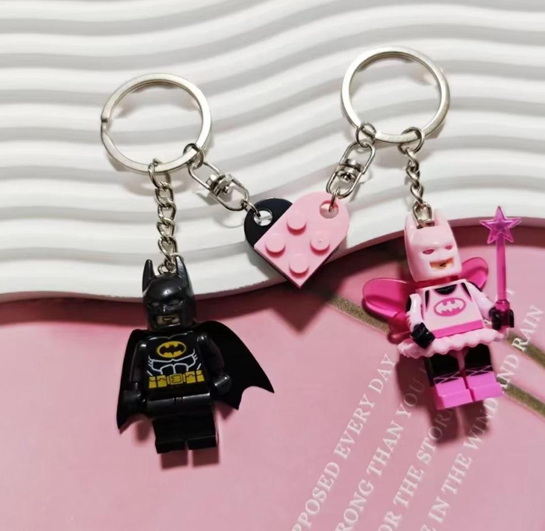 Matching Lego Batman Keychain Black & Pink Minifigure Set, Y2K Couple ...