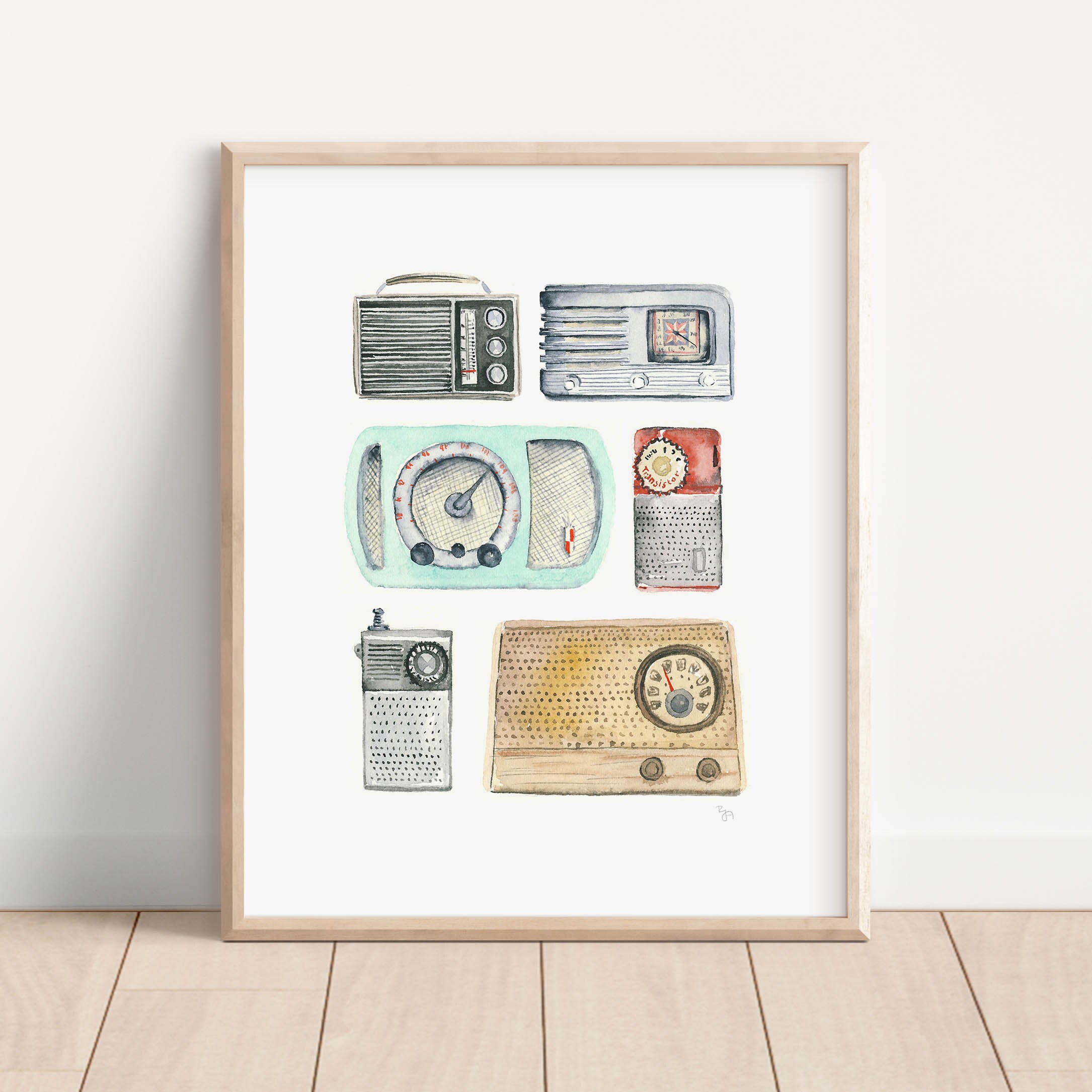 Vintage Radios Print, Wall Art, Watercolor, 8x10 Inch and 12x16 Inch ...