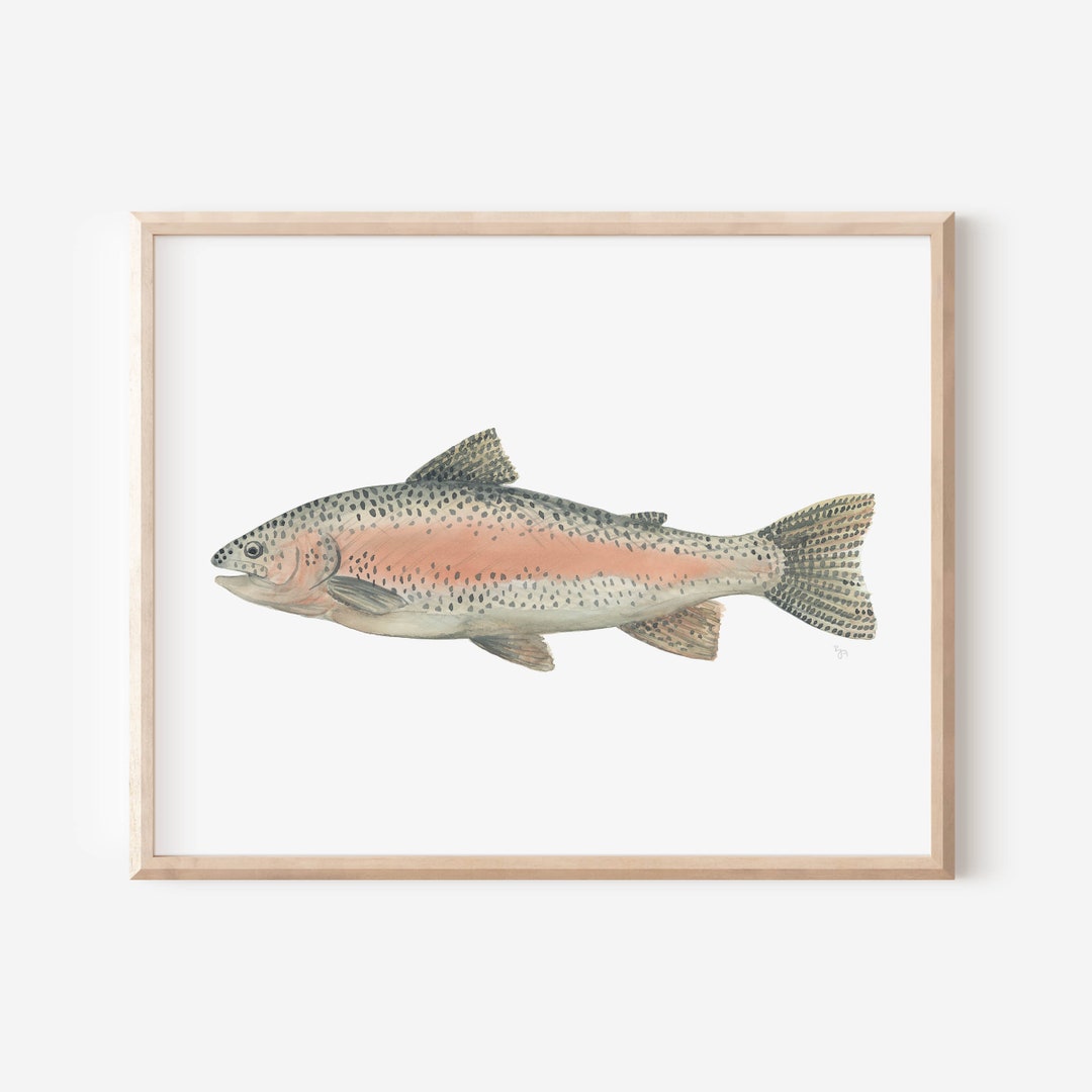 Rainbow Trout Art Print - Wall Art, Fish Painting, Watercolor, 8x10 ...