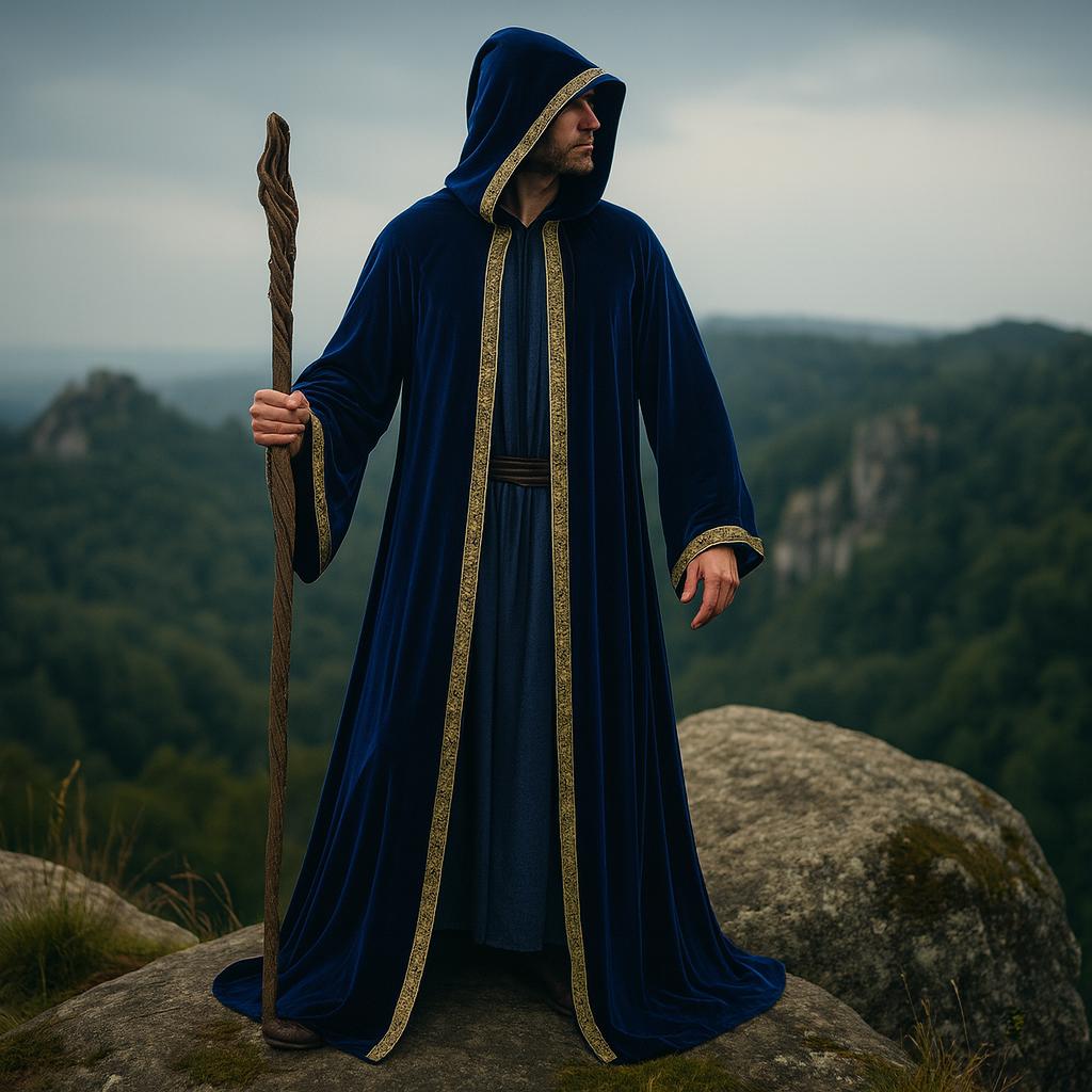 Medieval Velvet Wizard Robe: Hooded Renaissance LARP Cosplay Costume - Etsy