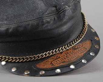 Leather biker hat | Etsy