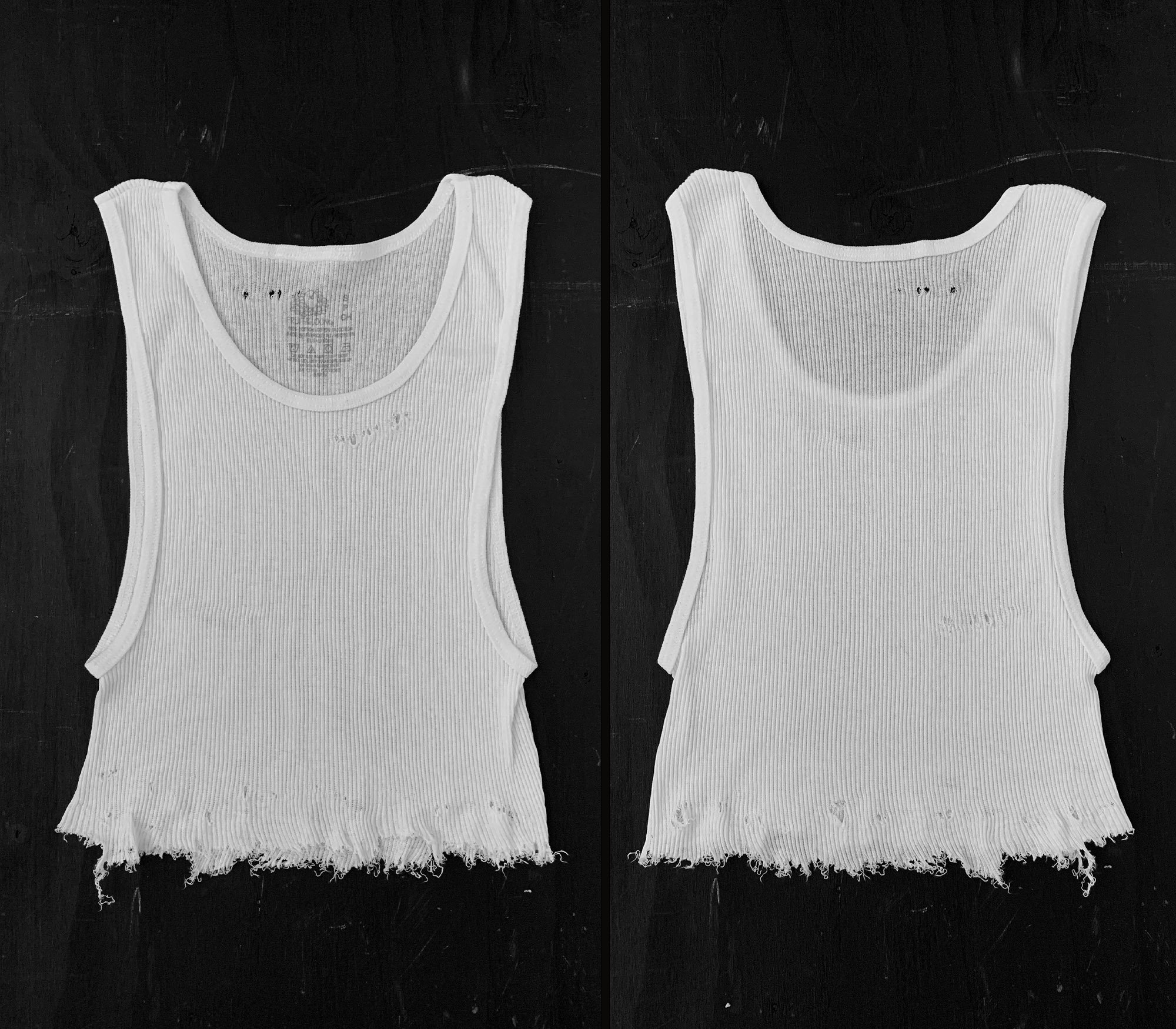 PUNK ROCK Lies Plain White Ribbed Distressed Cut off Crop Tank Top ...