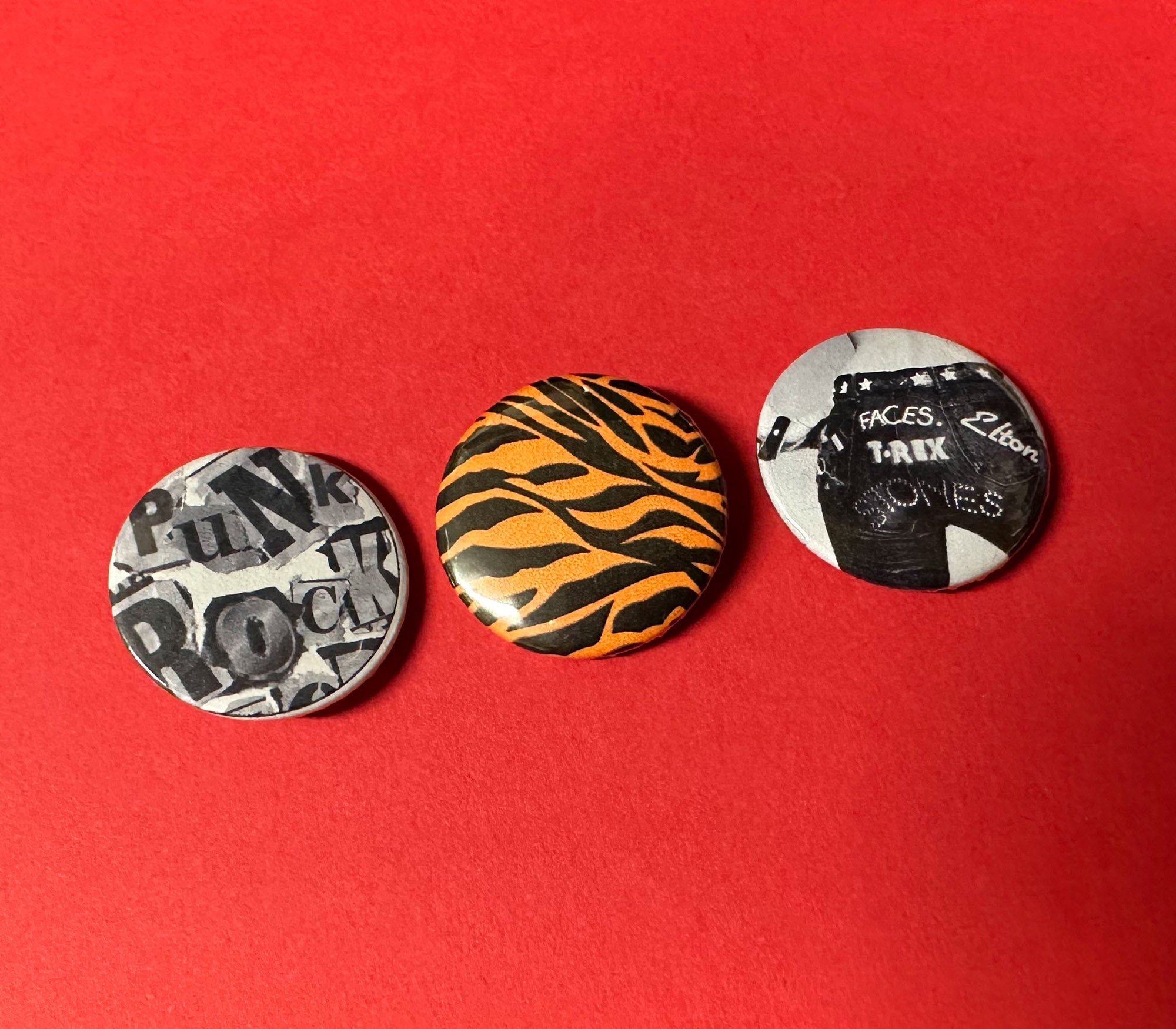 PUNK ROCK Metal Pinback Buttons Set Pins Orange Zebra T - Etsy