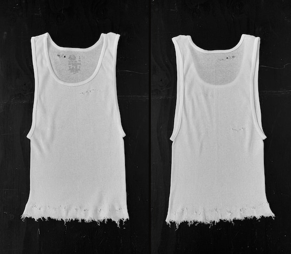 PUNK ROCK Lies Plain White Ribbed Distressed Cut off Crop Tank - Etsy