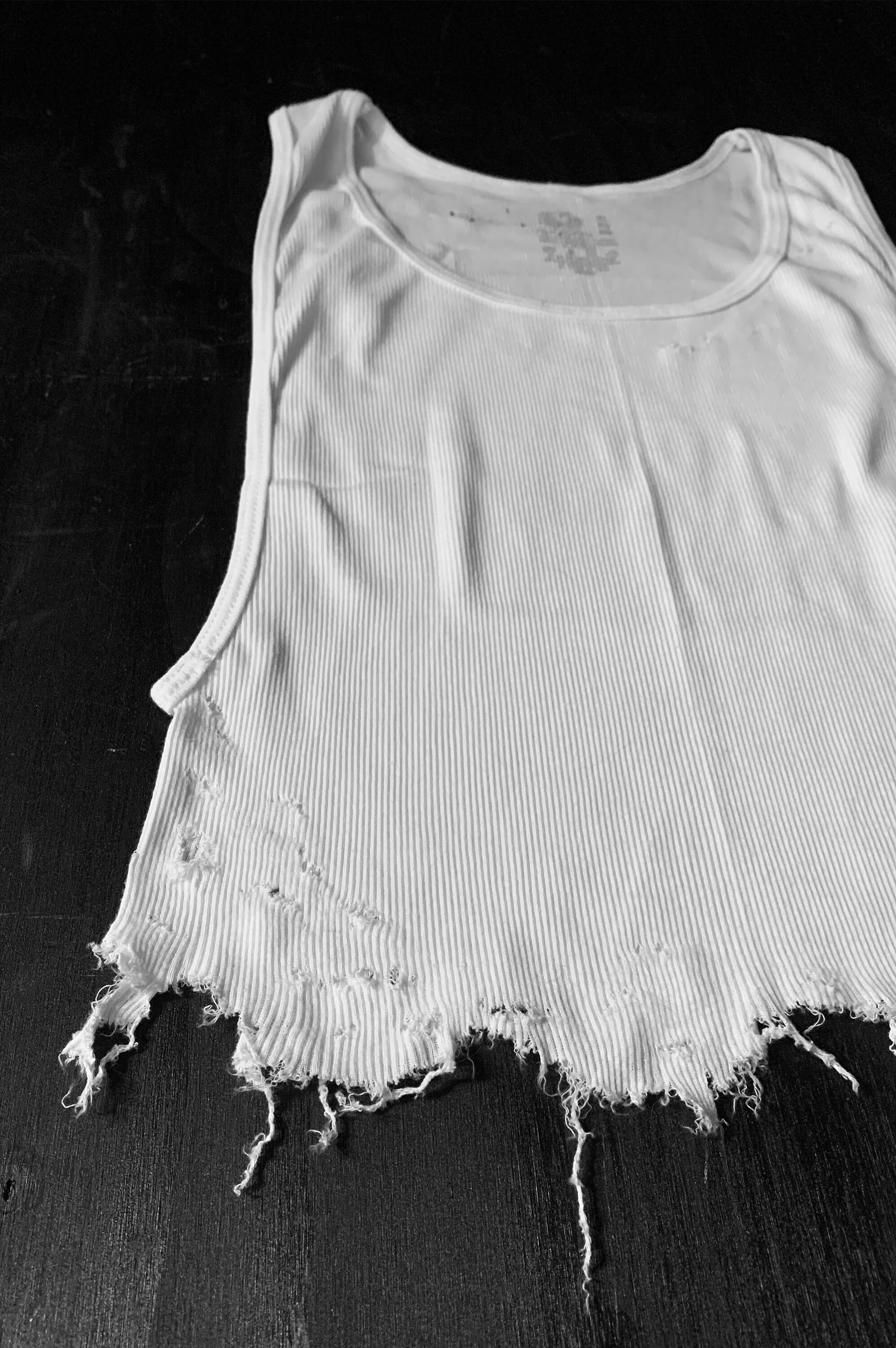 PUNK ROCK Lies White Ribbed Distressed Cut off Underboob Crop Tank Top ...