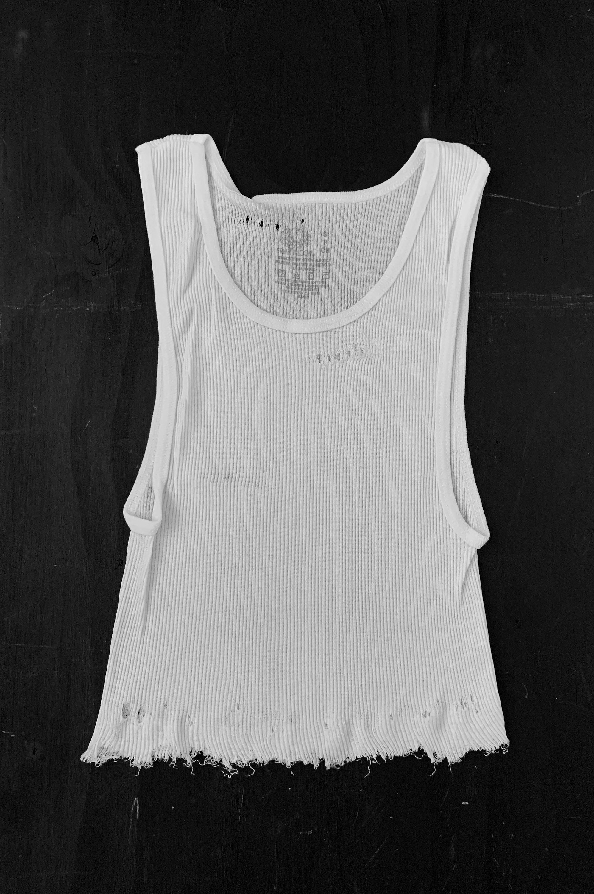 PUNK ROCK Lies Plain White Ribbed Distressed Cut off Crop Tank Top ...