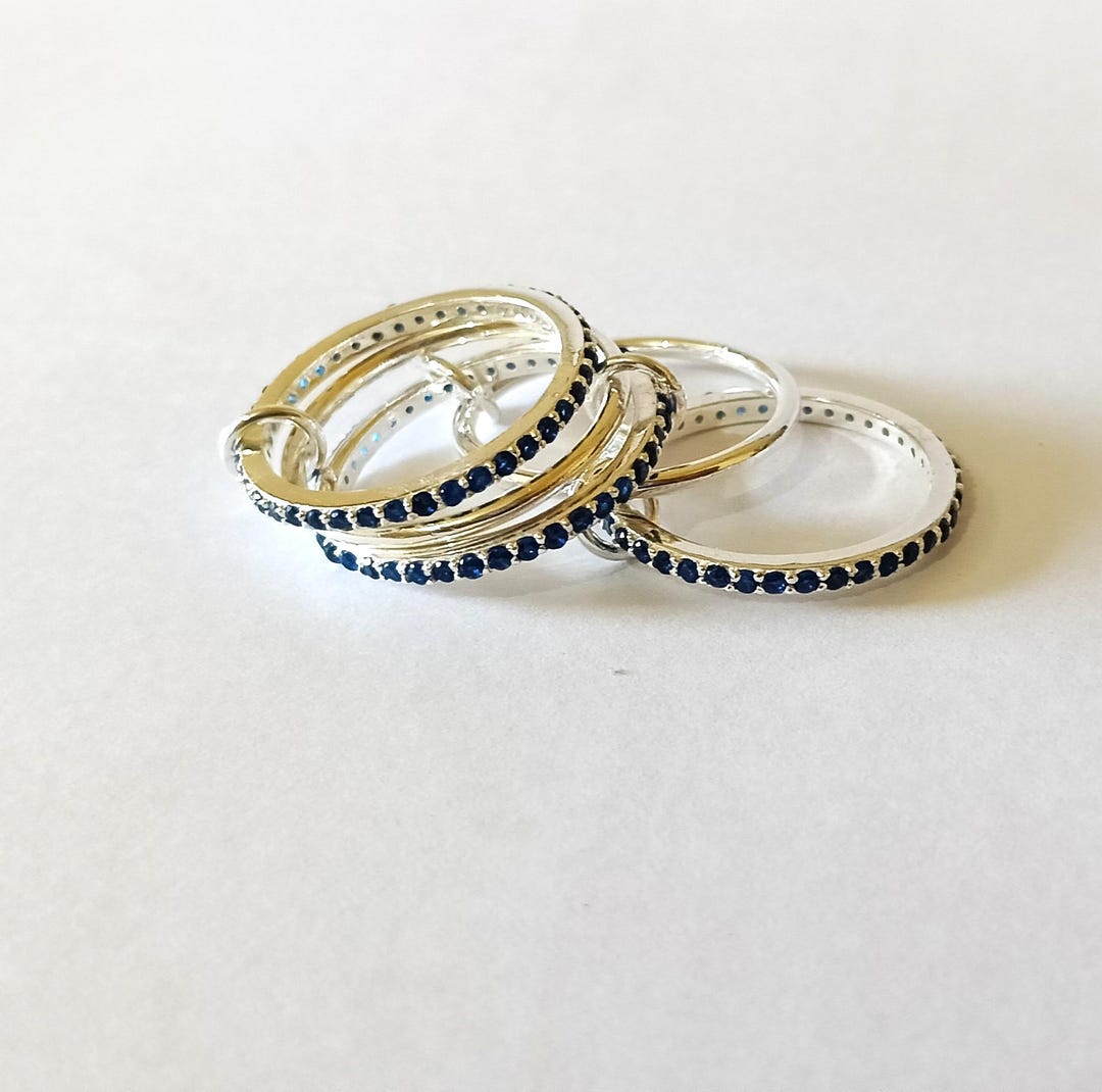 SPINELLI KILCOLLIN Band, Blue Sapphire CZ Eternity Band, 925 Silver ...