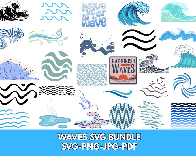 Japanese Waves Svg, the Great Wave Svg, Wave Svg Bundle, Ocean Wave Svg ...