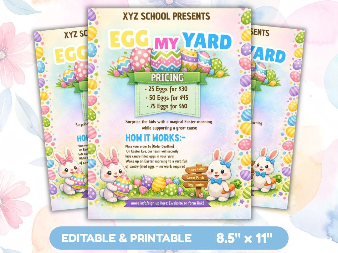 Egg My Yard Flyer: Easter Fundraiser Template (canva, Digital Download ...
