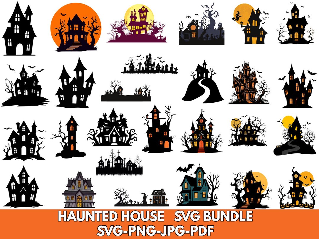 Halloween Haunted House Silhouette SVG Bundle (digital Download) - Etsy