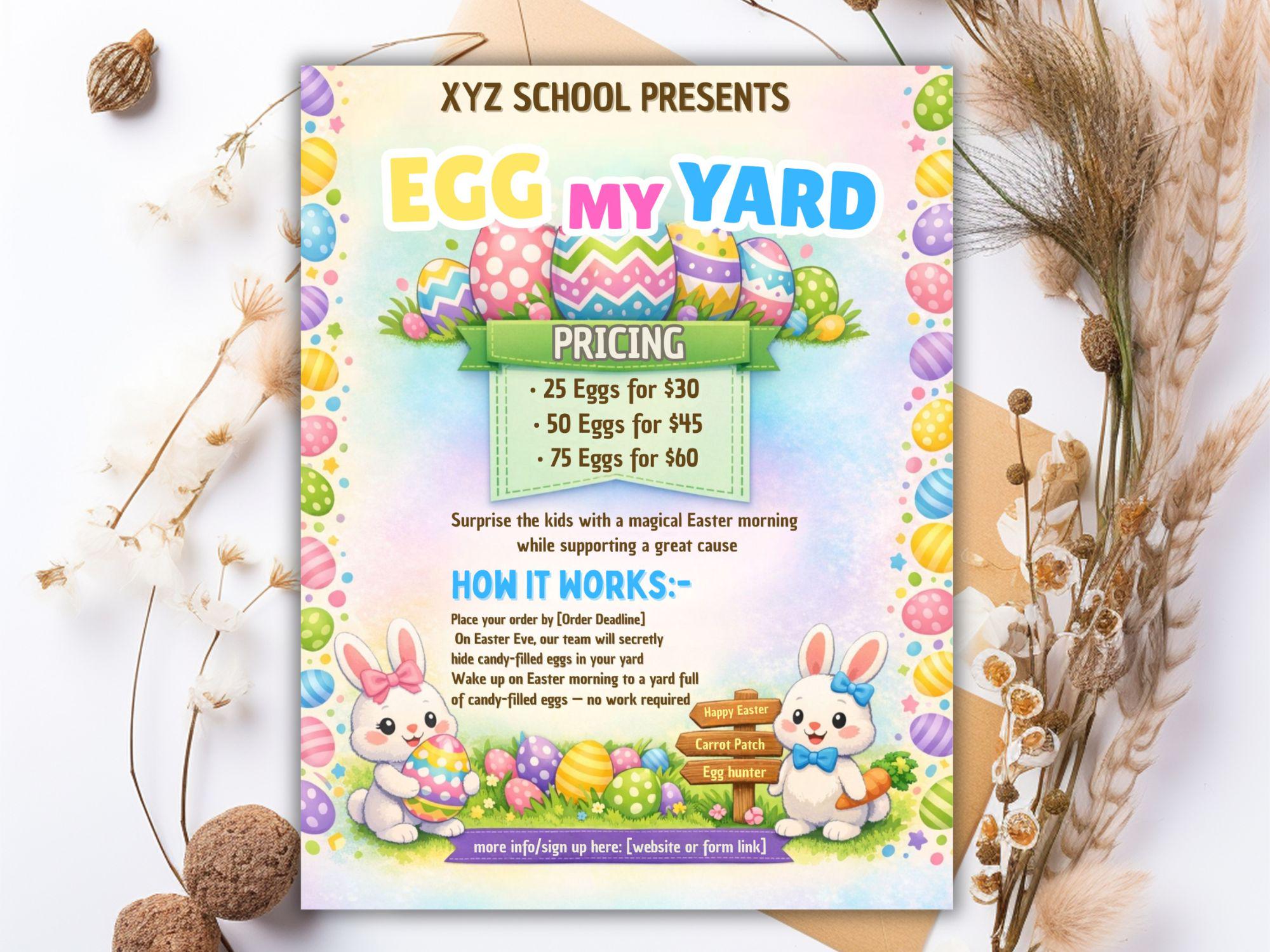 Egg My Yard Flyer: Easter Fundraiser Template (canva, Digital Download ...