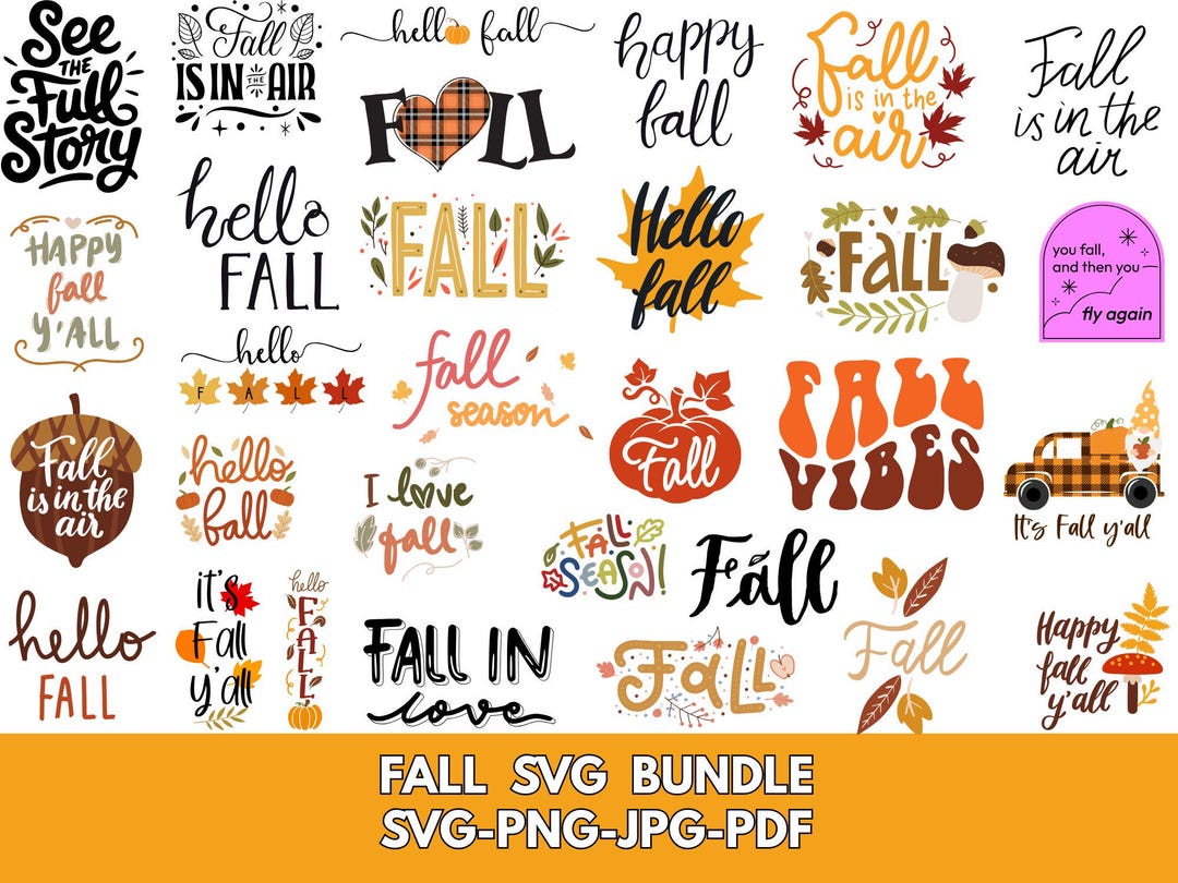 Fall SVG Bundle: Autumn, Halloween, Thanksgiving Designs (digital ...