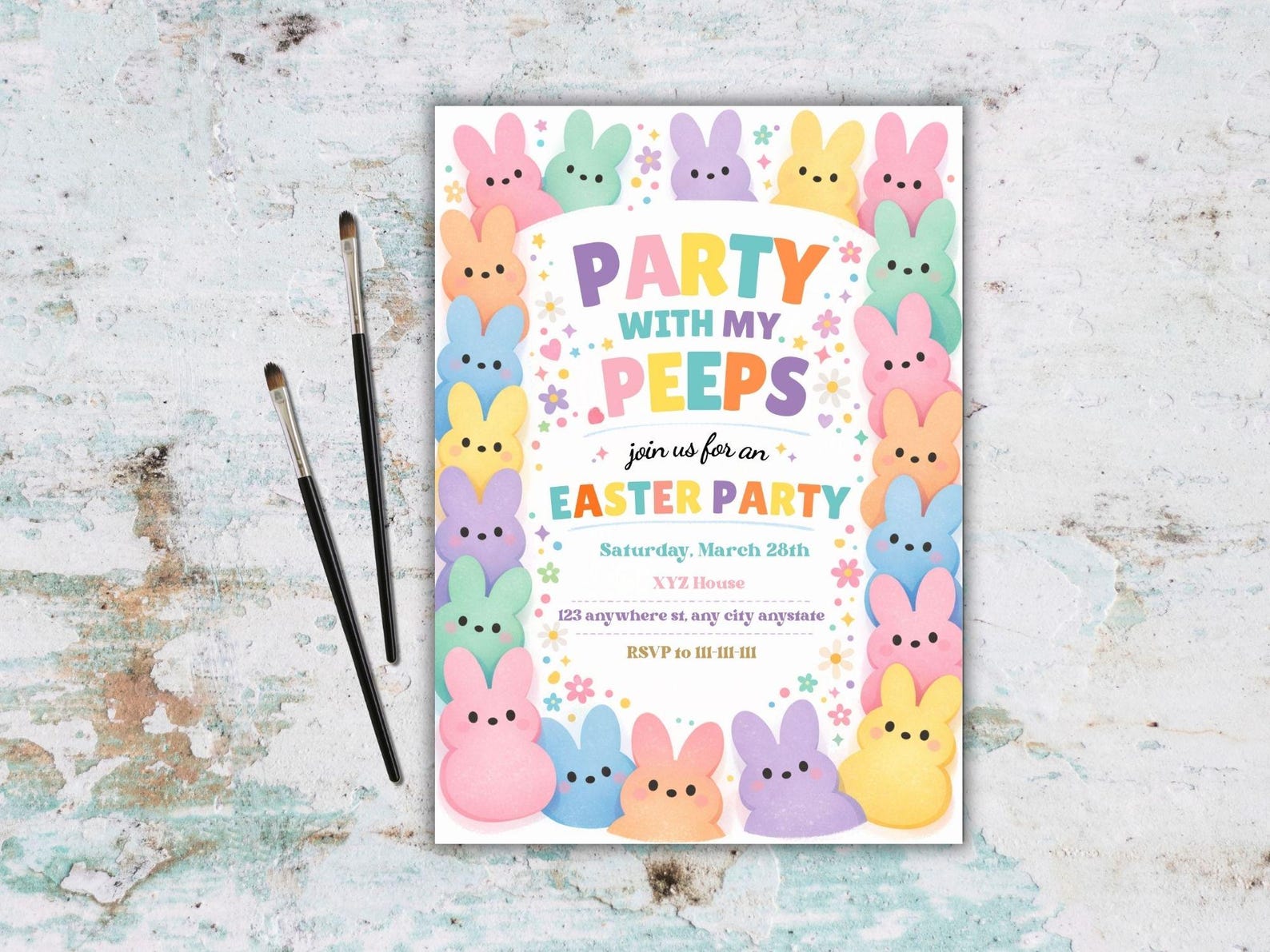 Easter Egg Hunt Invitation,party With My Peeps,easter Egg Invitation ...