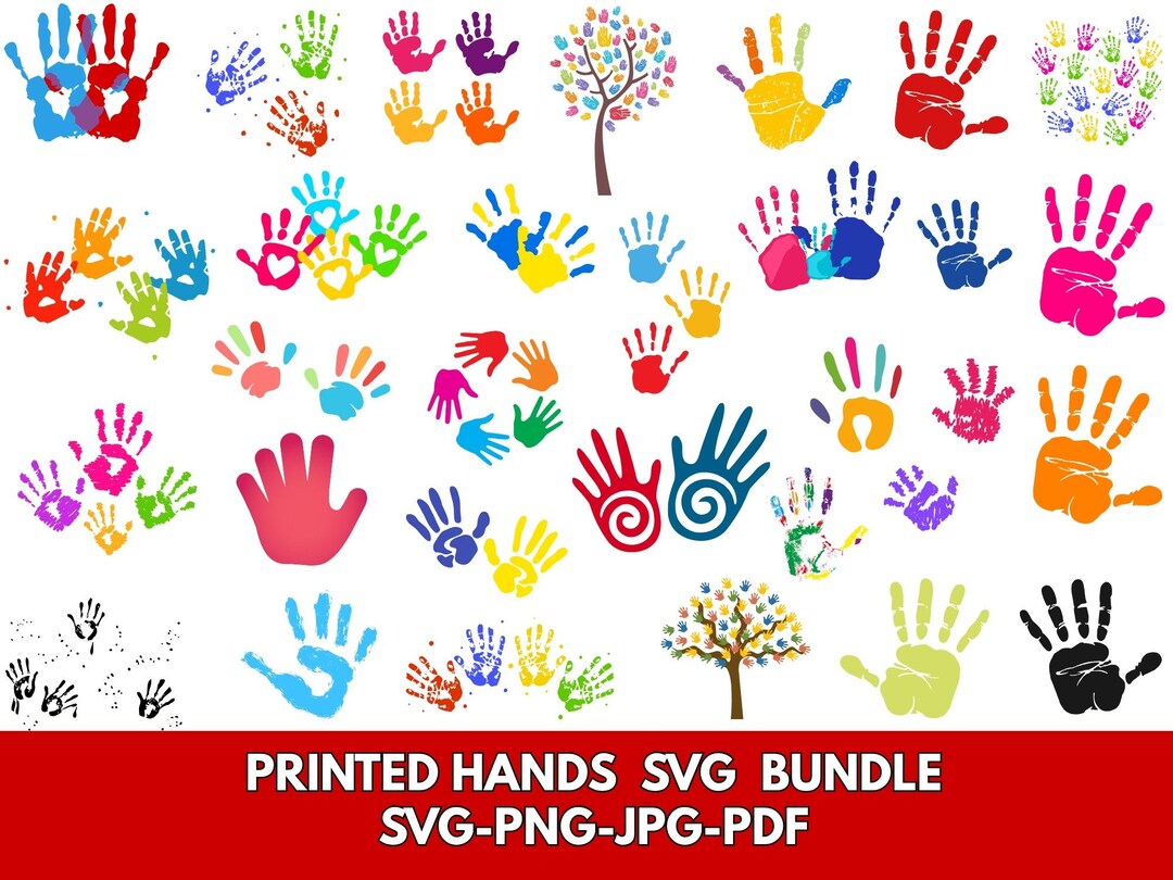 Handprint SVG Bundle: Children's Art, Cricut Cut Files (digital ...