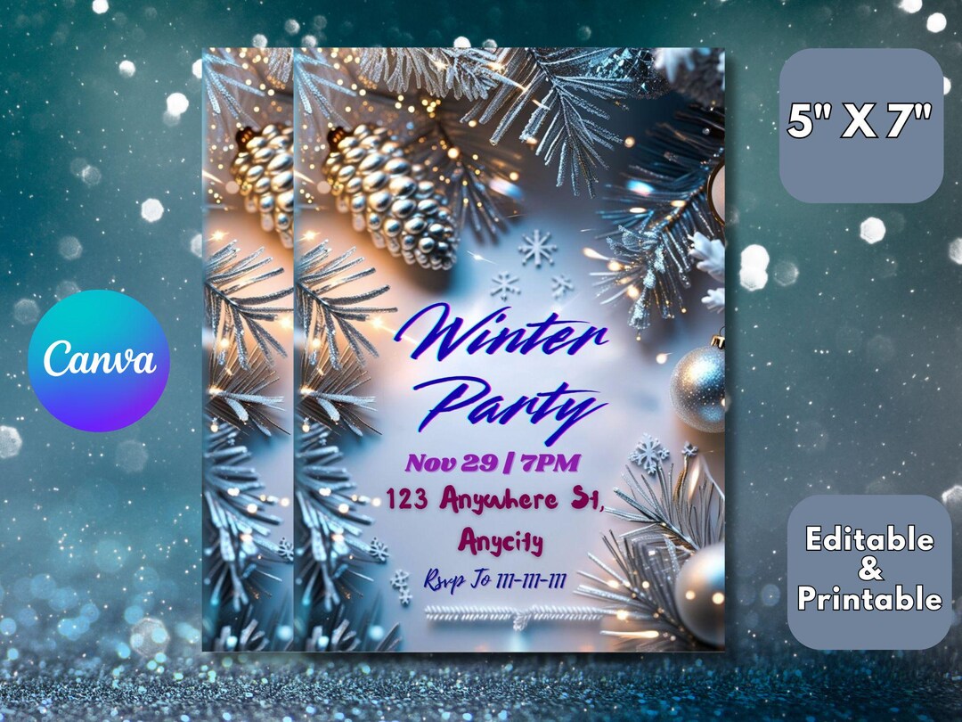 Winter Party Invitation: Snowy Celebration Template (digital Download ...