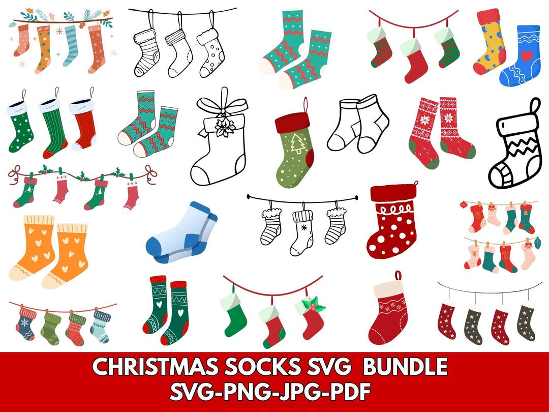 Christmas Socks SVG Cut File: Cricut, Silhouette, Glowforge (digital ...