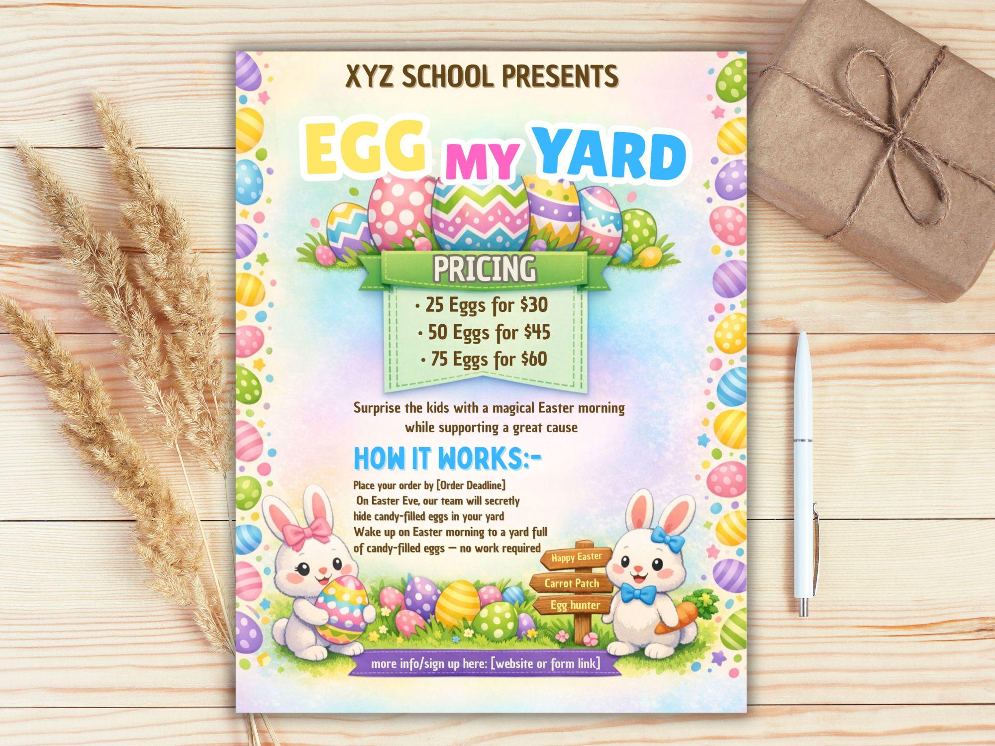 Egg My Yard Flyer: Easter Fundraiser Template (canva, Digital Download ...