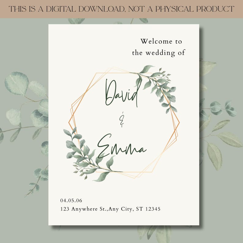 Editable Welcome Poster Sign Template | Canva Template | Greenery ...