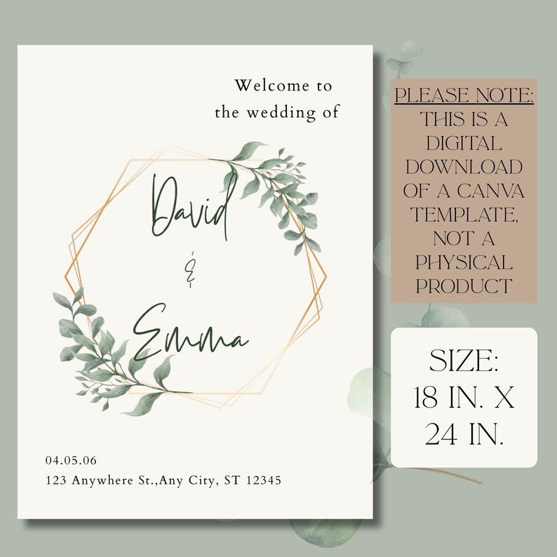 Editable Welcome Poster Sign Template | Canva Template | Greenery ...