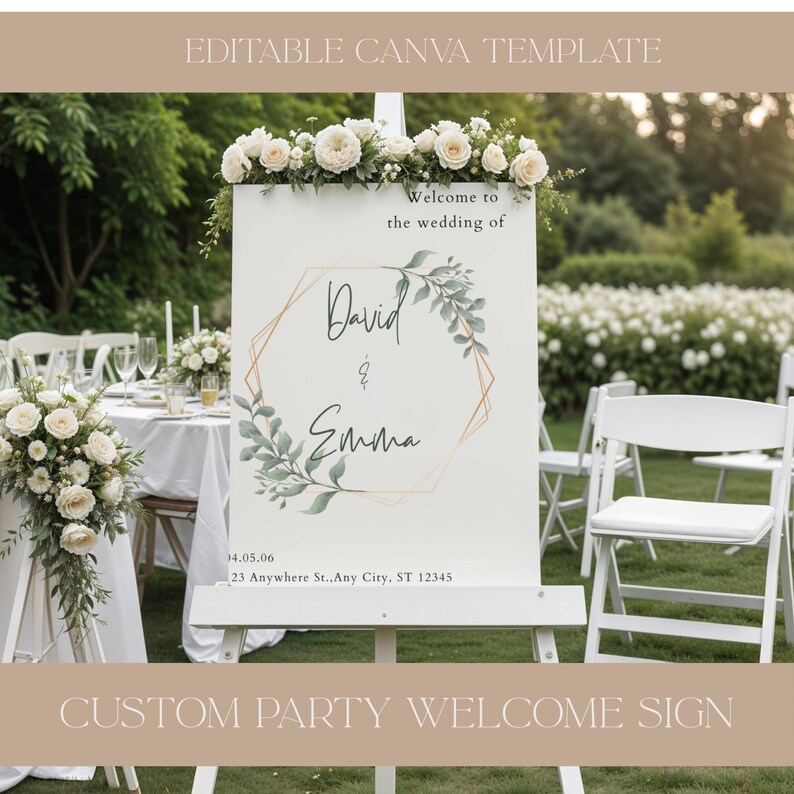 Editable Welcome Poster Sign Template | Canva Template | Greenery ...