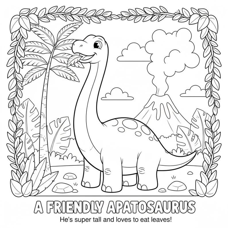 Dinosaur Coloring Book for Kids | 10 Fun Coloring Pages | Cute Dinosaur ...