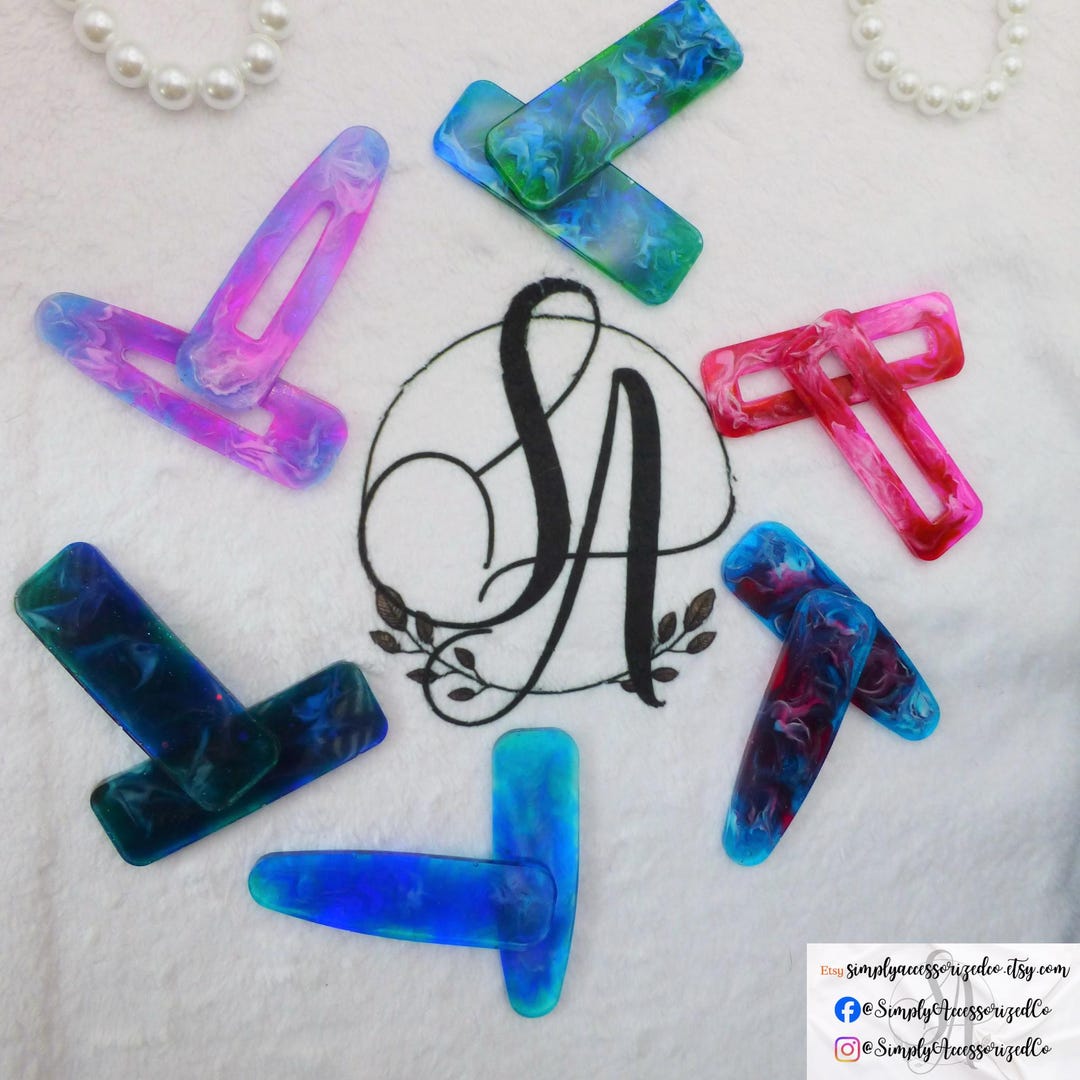 Marble Hair Clips - Handmade Barrette Sets - Etsy