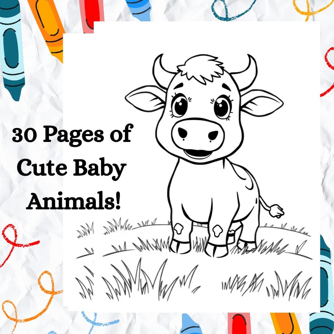 30 Cute Baby Animals Coloring Pages - Etsy