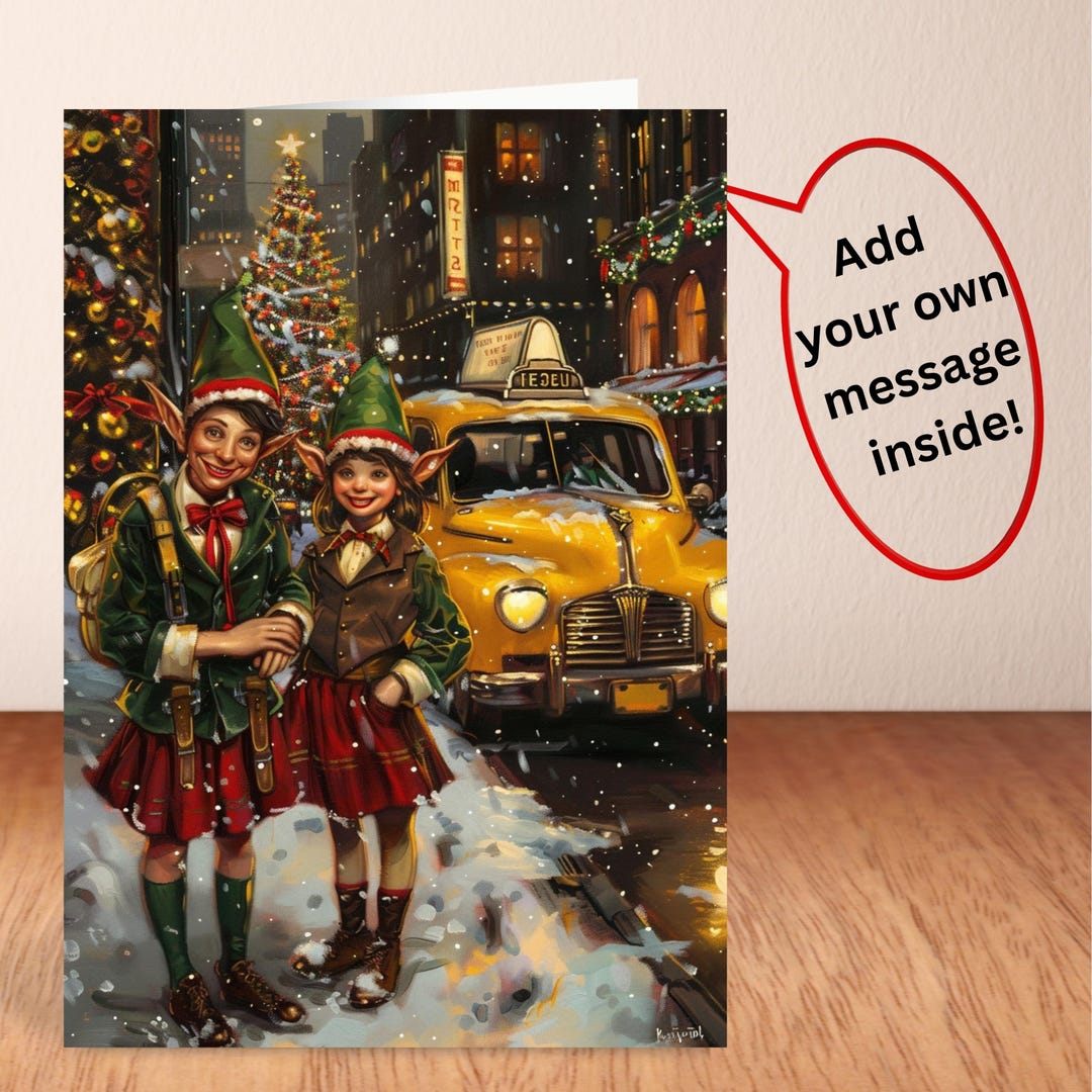 Vintage NYC Elves Christmas Card – Handmade Holiday Greeting - Etsy