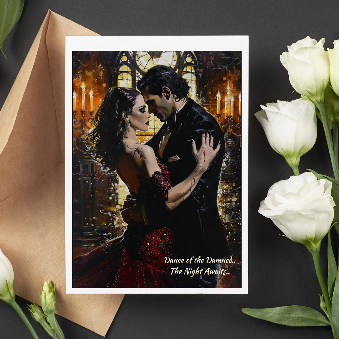 Gothic Vampire Romance Card: Halloween Printable Greeting (5x7 PDF) - Etsy