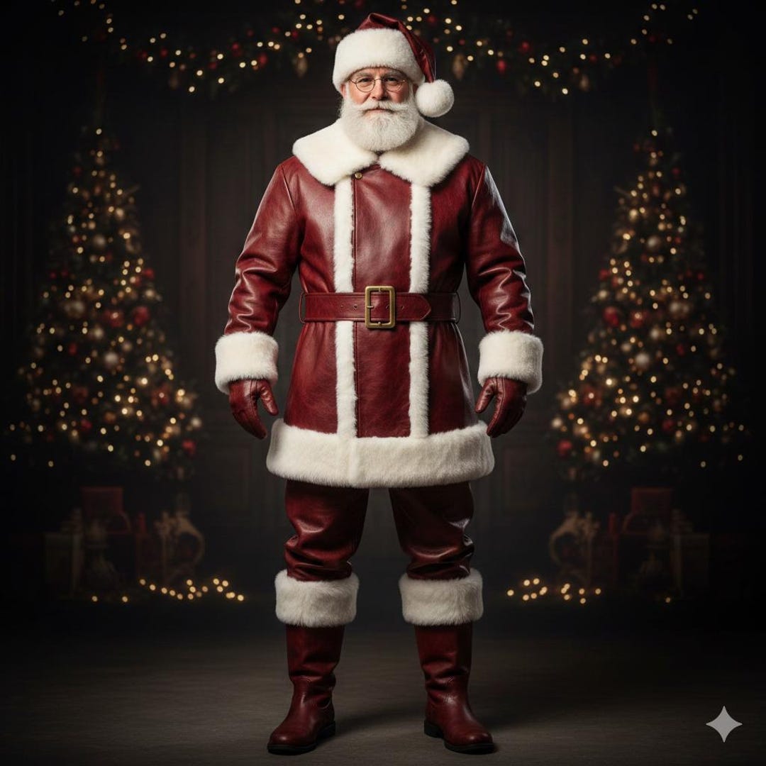 Deluxe Burgundy Leather Santa Suit - Heavy-duty Christmas Costume - Etsy