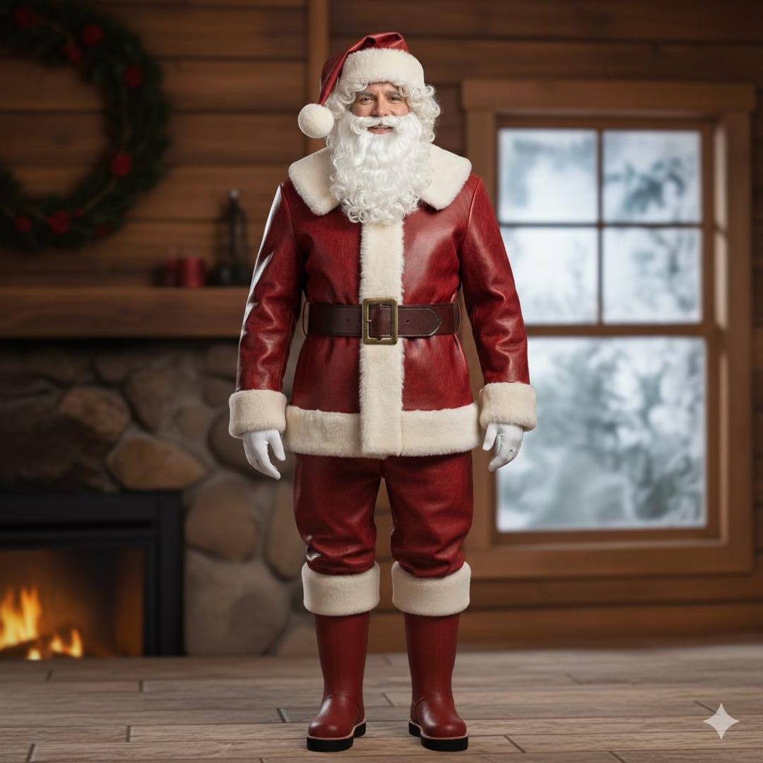 Deluxe Leather Look Santa Suit | Professional Christmas Costume Set ...