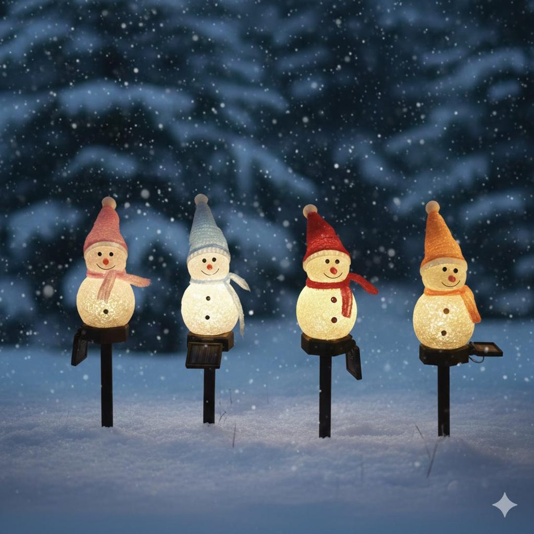 Solar Snowman Pathway Lights – Waterproof Christmas Garden Stakes, LED ...