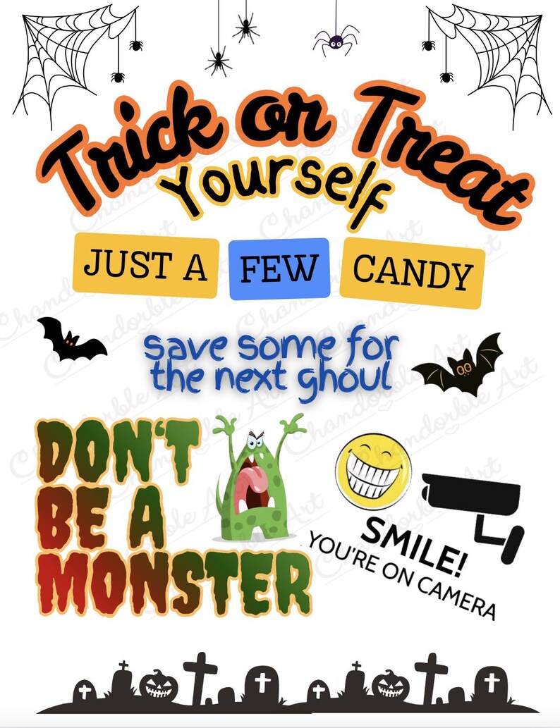 Printable Halloween Trick or Treat Yourself Door Sign PDF Funny Don’t ...