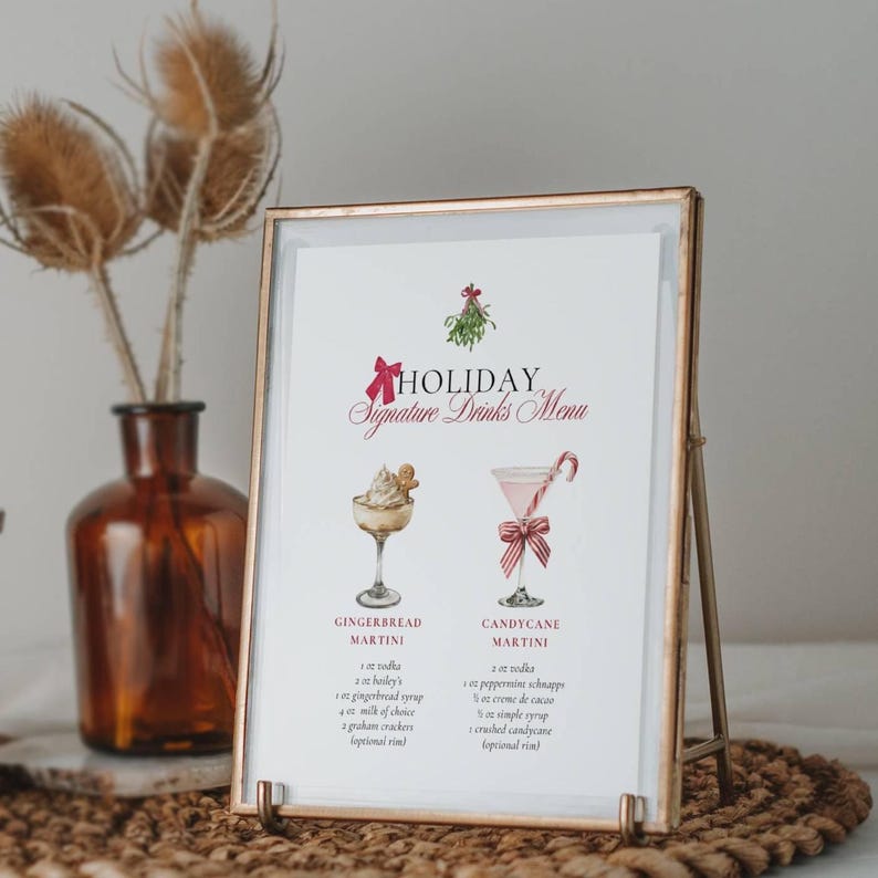 Holiday Drink Sign Printable, Christmas Signature Cocktails Menu ...