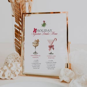 Holiday Signature Cocktail Sign, Christmas Drink Menu Poster Template ...