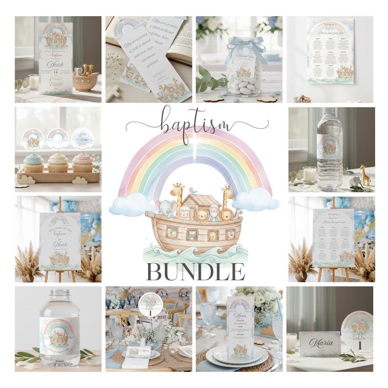 Editable Noah’s Ark Bundle | Watercolor | Digital Download | Edit With ...