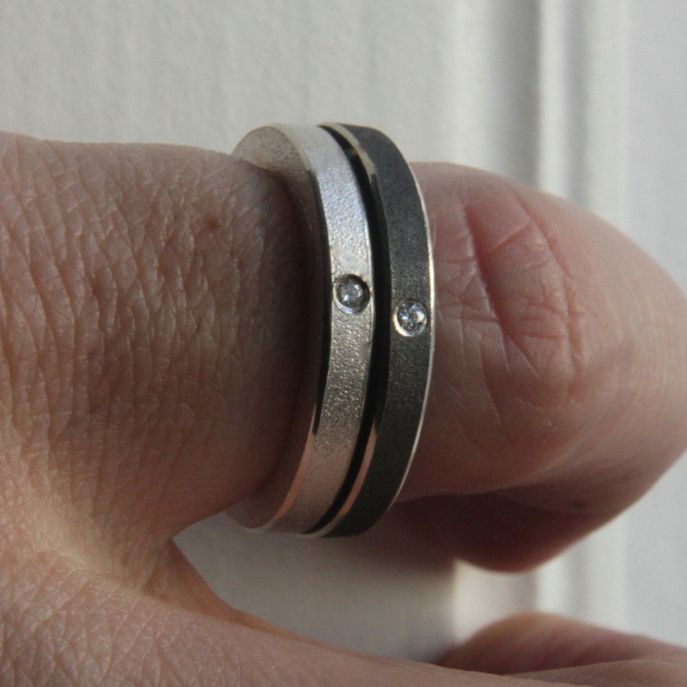 Handmade Stacking Ring in Sterling Silver With a 1.7 Mm Diamond - Etsy