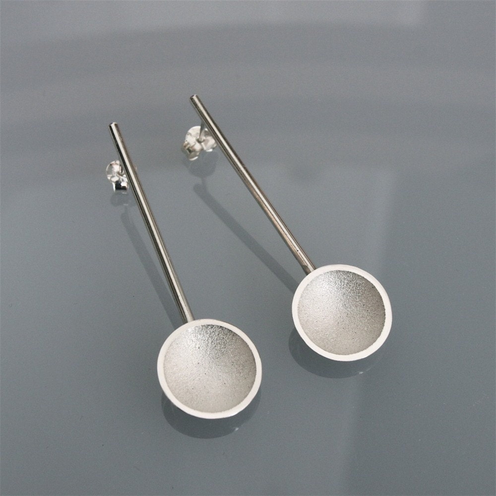 Handmade Earrings "big Cups White" in Bleached and Polished Silver ...