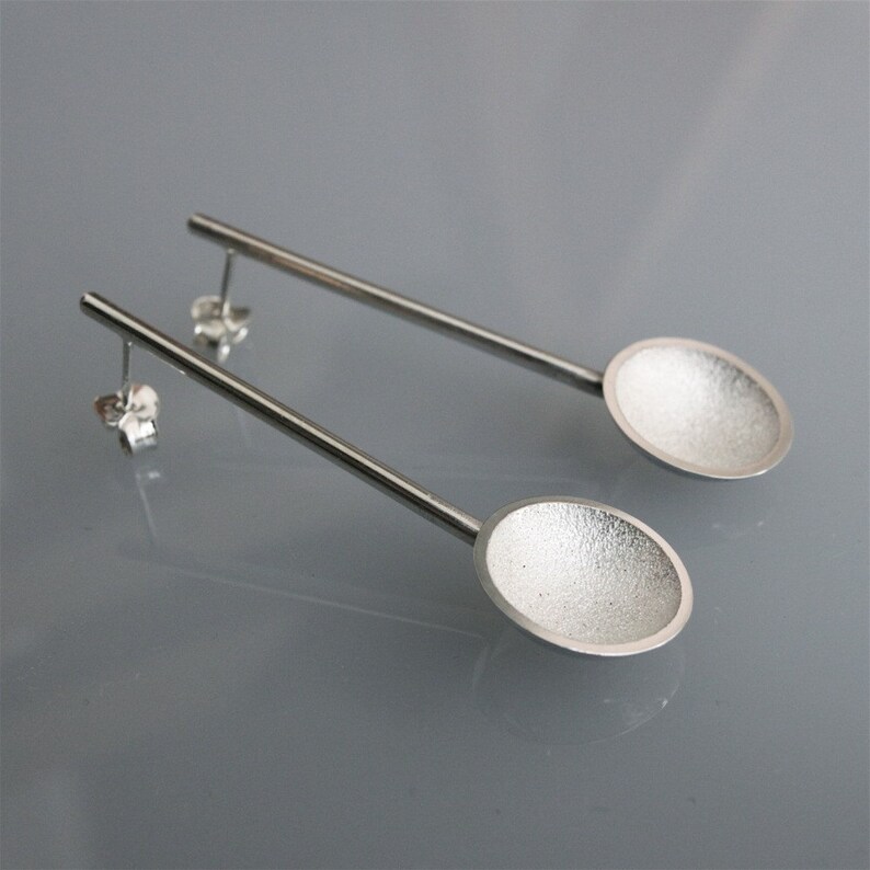 Handmade Earrings "big Cups White" in Bleached and Polished Silver ...